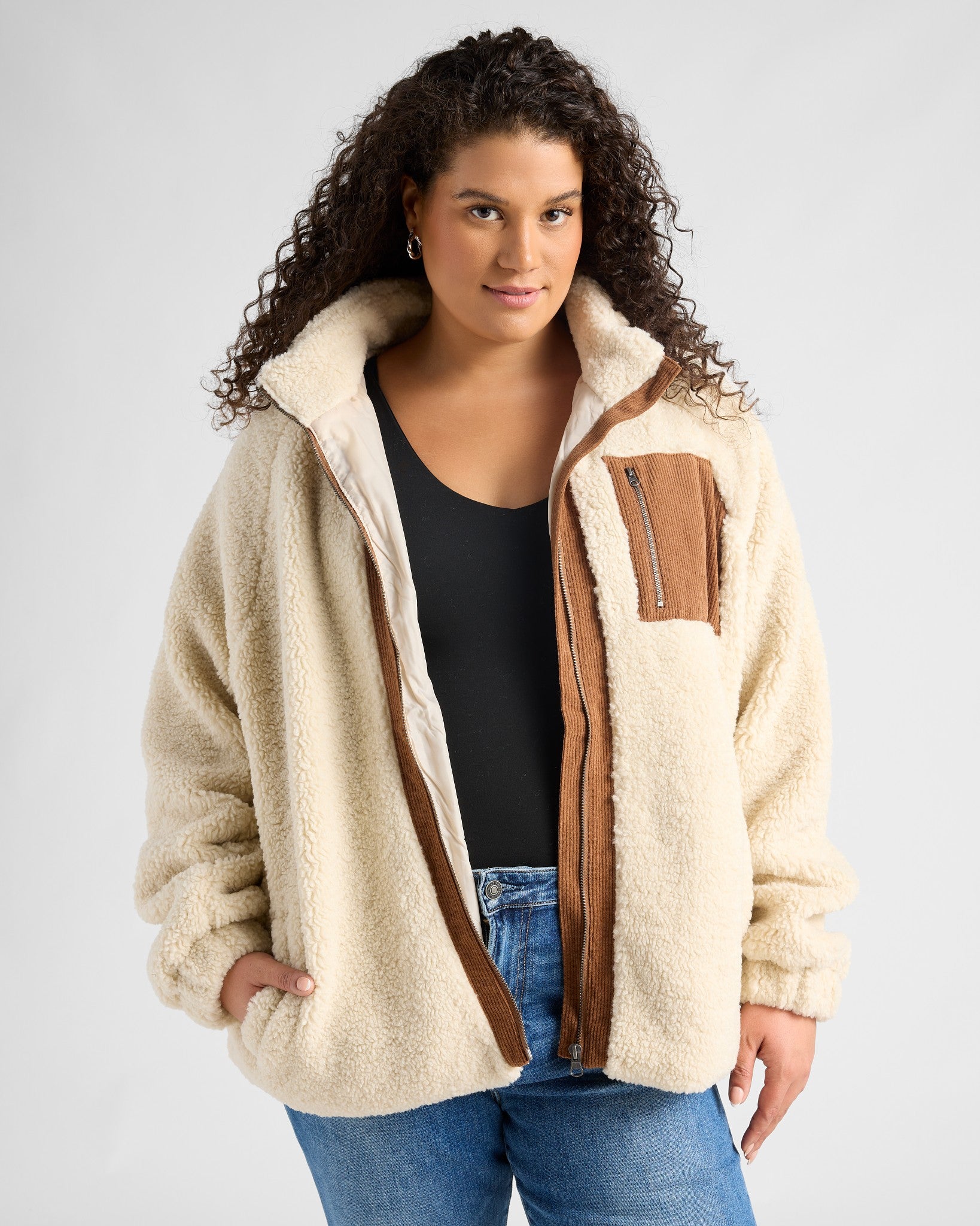 Plus Size Sherpa Coat