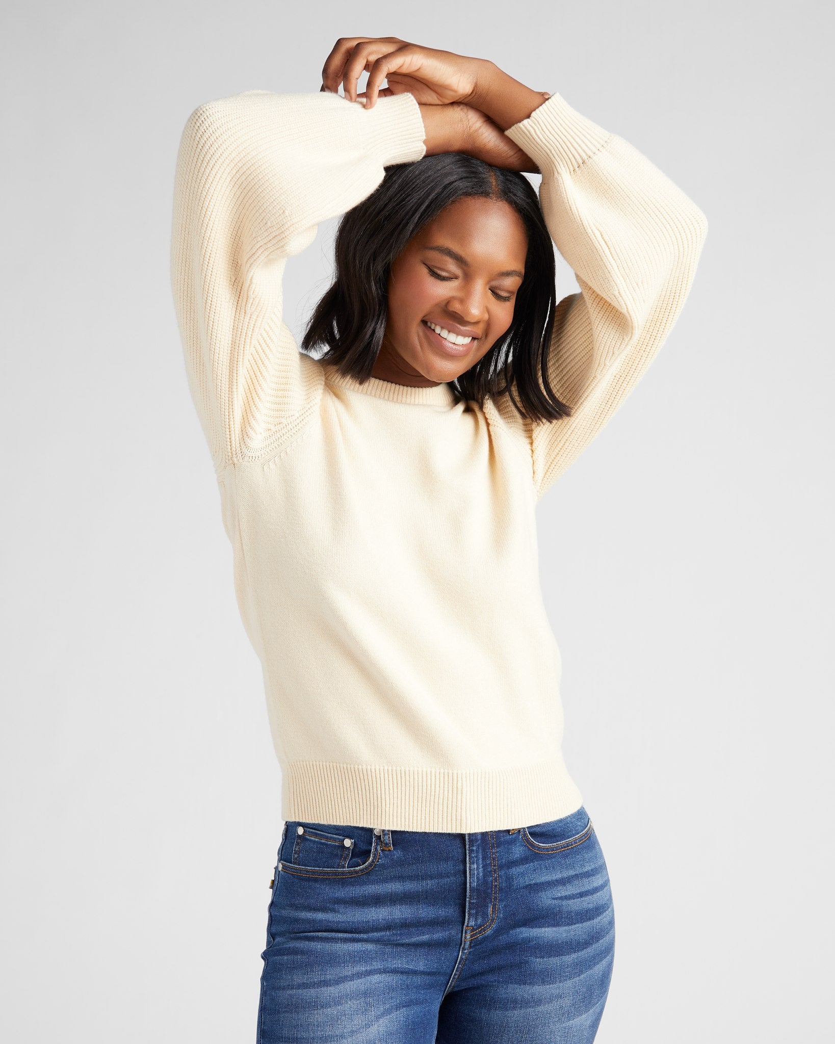 Pacific Puff Shoulder Crew Neck Sweater