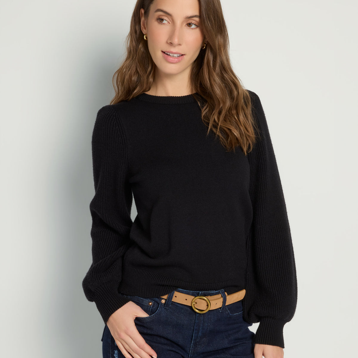 Pacific Puff Shoulder Crew Neck Sweater - Relaxed Fit Knit – Wantable