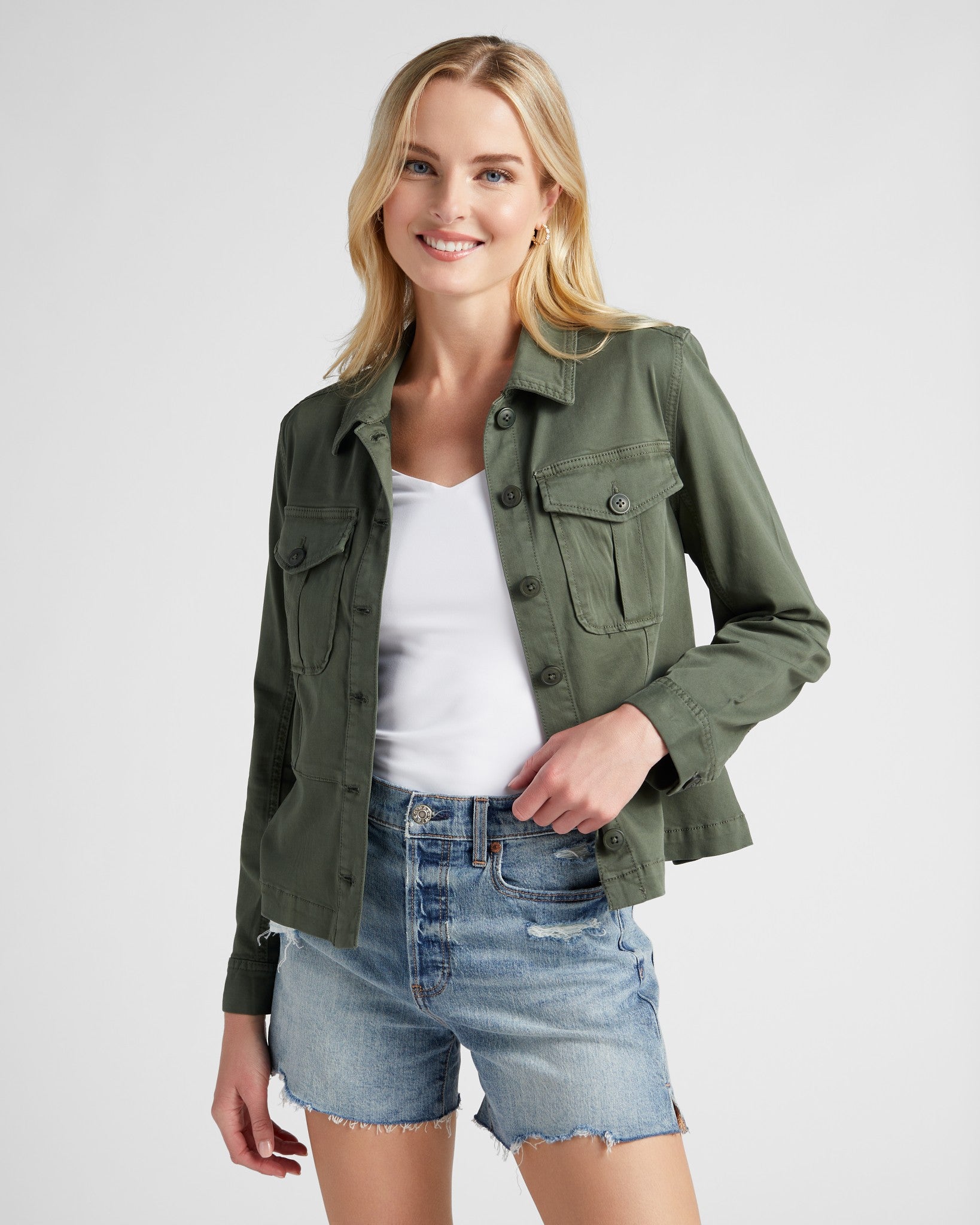 Peplum Hem Trucker Jacket