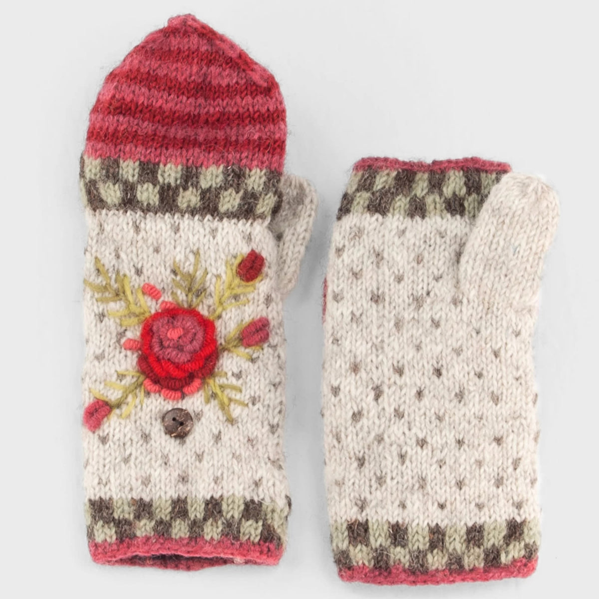 Aubrey Floral Wool Convertible Mittens - Warm & Soft – Wantable